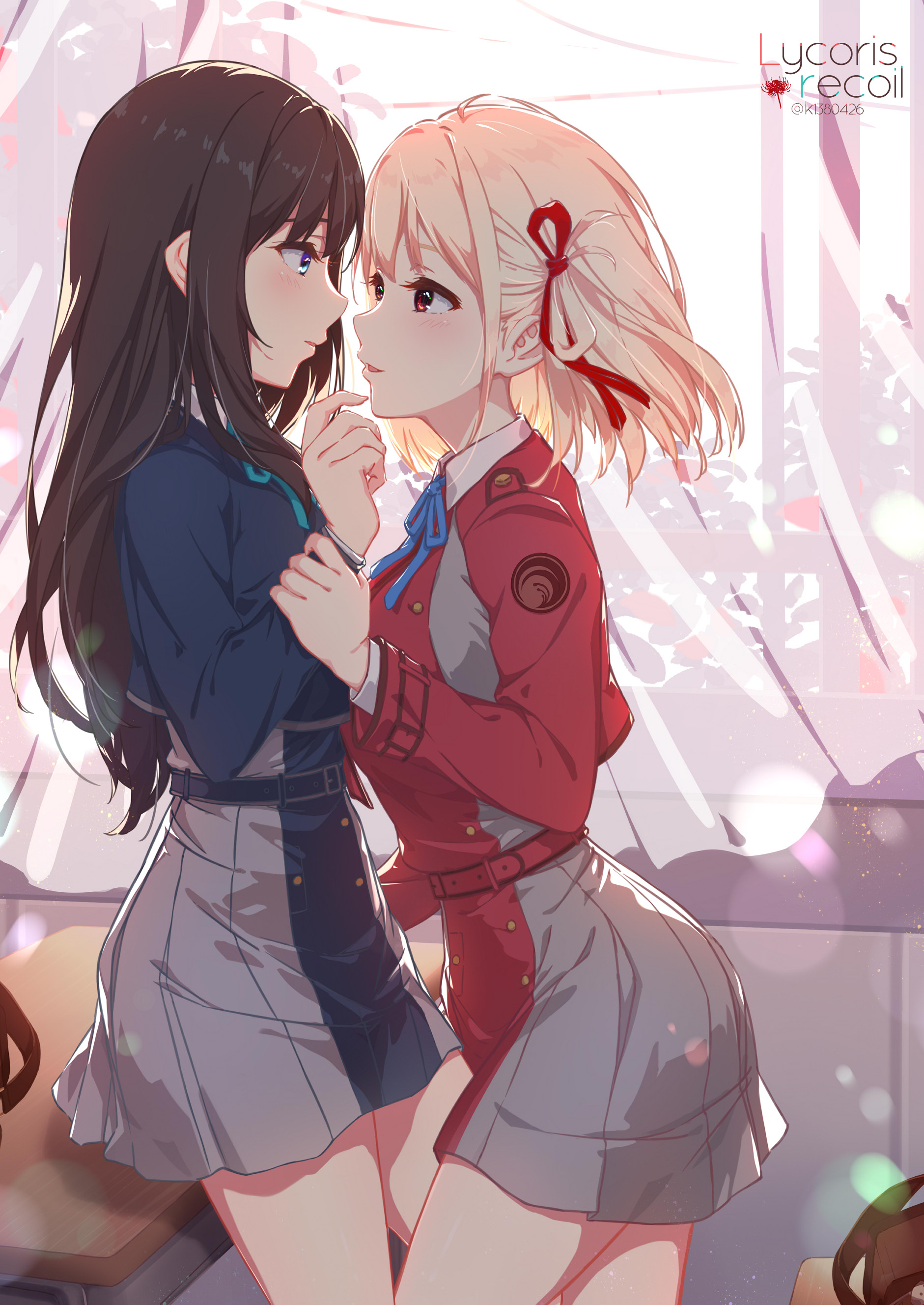 kurenaiz lycoris recoil inoue takina nishikigi chisato seifuku yuri | #1102116 | yande.re